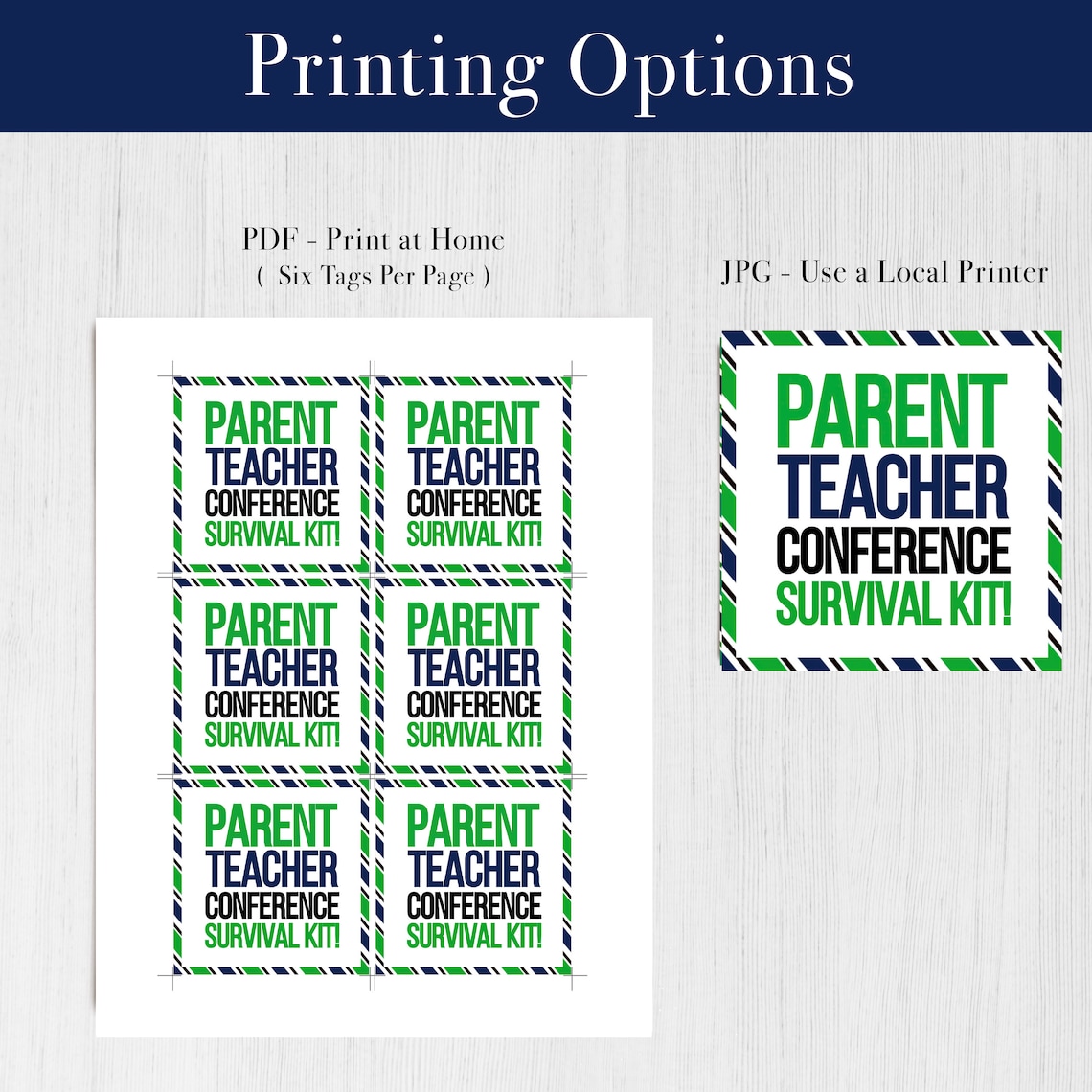 Parent Teacher Conference Survival Kit Square Gift Tags Navy - Etsy UK