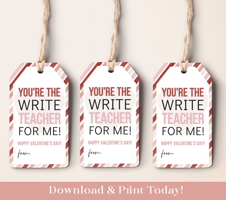 Youre the Write Teacher for Me Vday Favor Tag Non Candy - Etsy