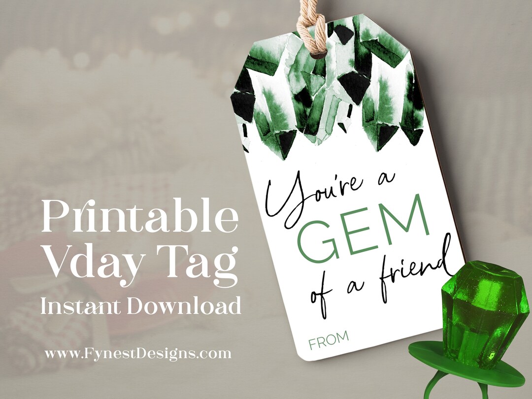 You’re a Gem Crystal Favor Tag | Green Printable Ring Pop Valentines ...