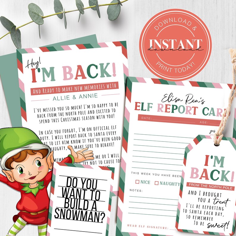 Christmas Elf Returning BUNDLE Printable Letter | Daily Elf Notes ...
