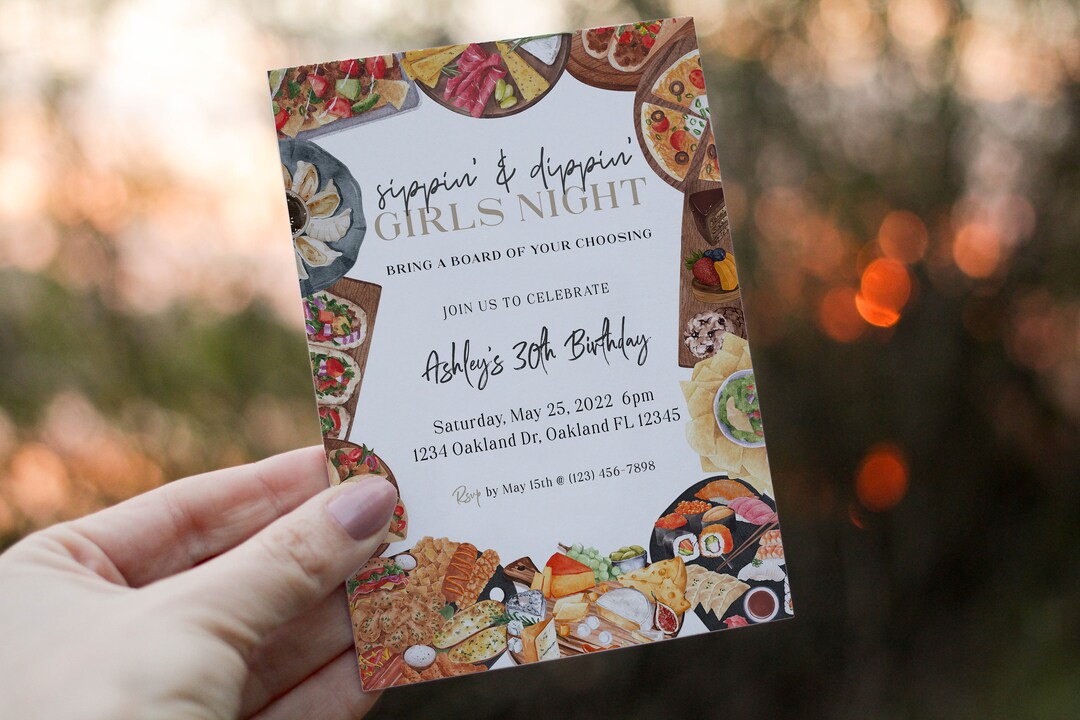 Editable Charcuterie Board Night Party DIY Board BYOB Bridal Shower ...