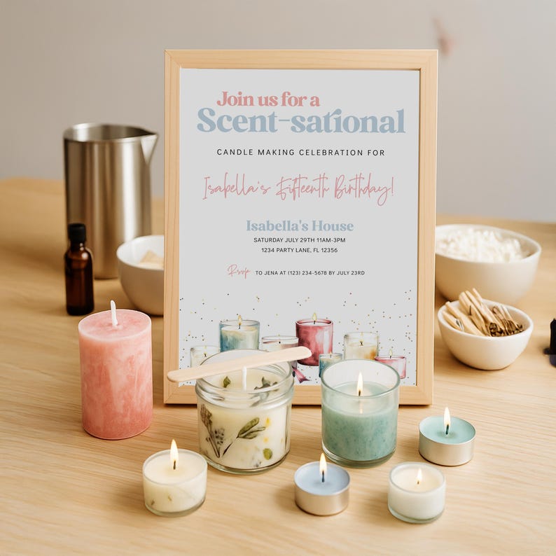 Editable Candle Making Birthday Party Invitation | DIY Handmade Scented ...