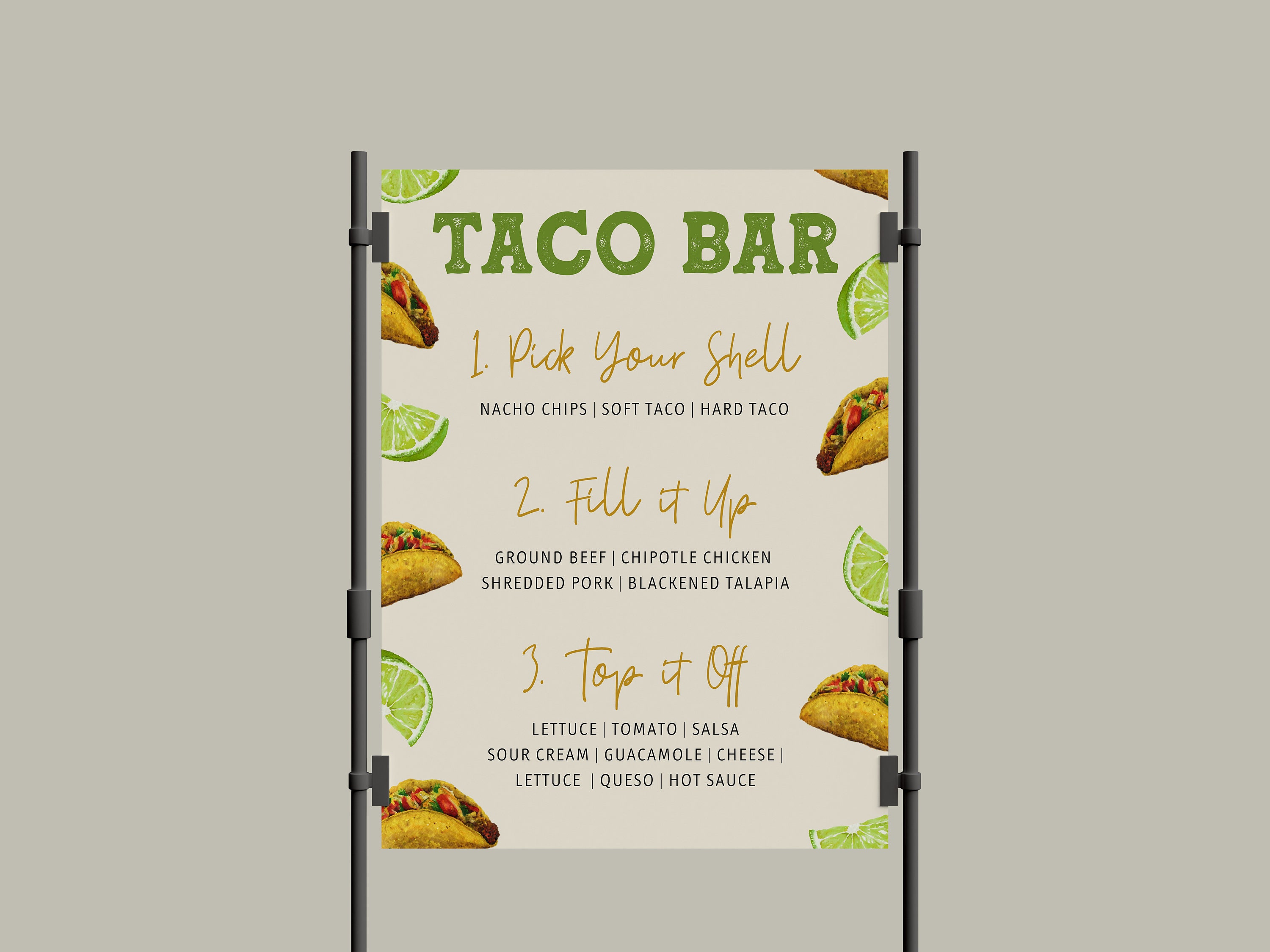 Editable Taco Bar Sign Instant Download | Taco and Tequila Fiesta Party ...