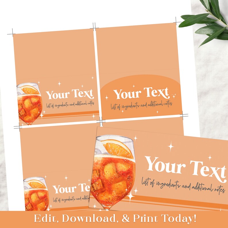 Editable Place Card Template Aperol Spritz Orange Bridal - Etsy