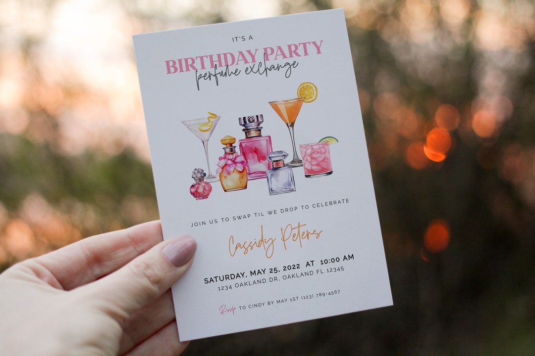 Editable Perfume Themes Party Invitation Template Perfume Swap Birthday ...