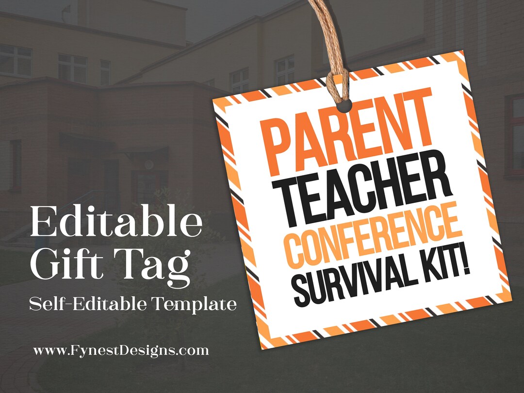 Editable Parent Teacher Conference Survival Kit Square Gift Tags ...