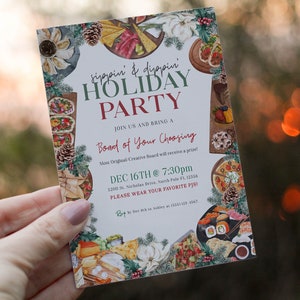 Editable Charcuterie Holiday Board Night Party DIY Board BYOB Holiday ...