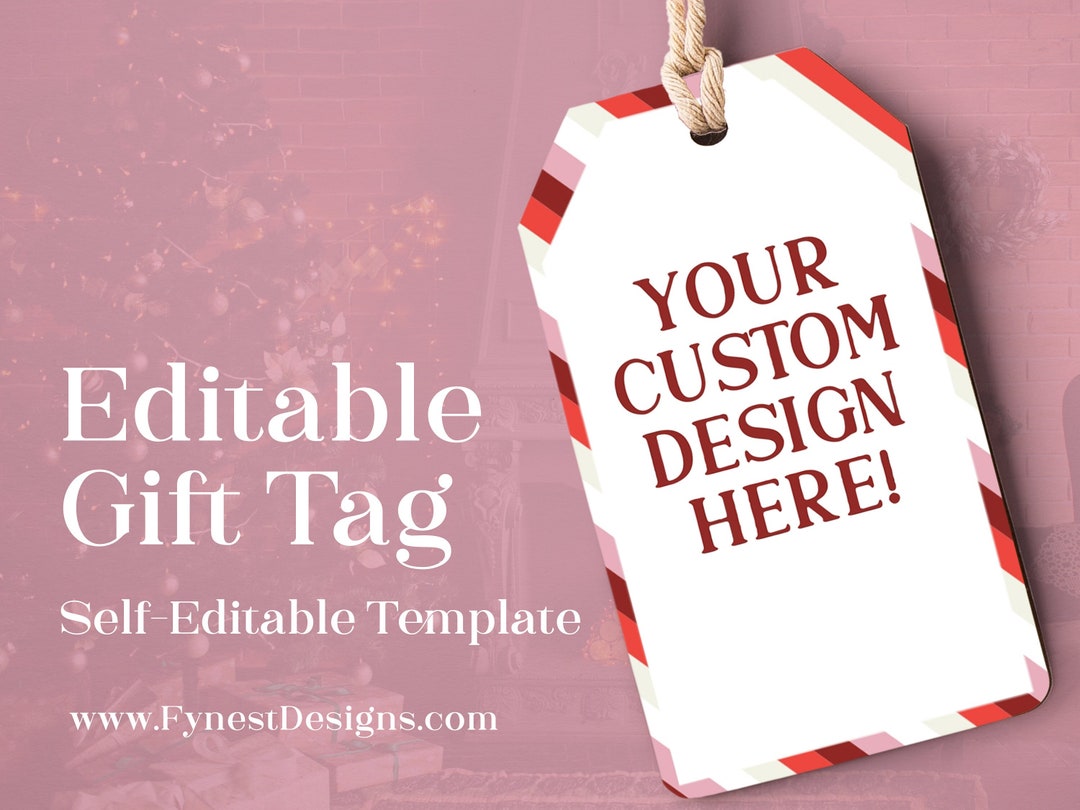 Editable Candy Cane Custom Gift Tag Red | Template Christmas Elf Ideas ...
