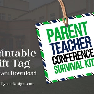 Parent Teacher Conference Survival Kit Square Gift Tags | Navy and ...