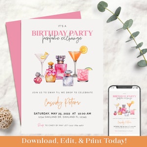Editable Perfume Themes Party Invitation Template Perfume Swap Birthday ...
