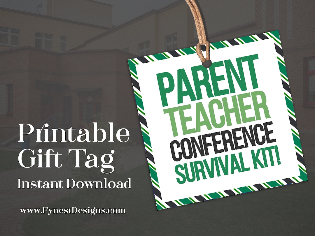 Parent Teacher Conference Survival Kit Square Gift Tags | Black and ...