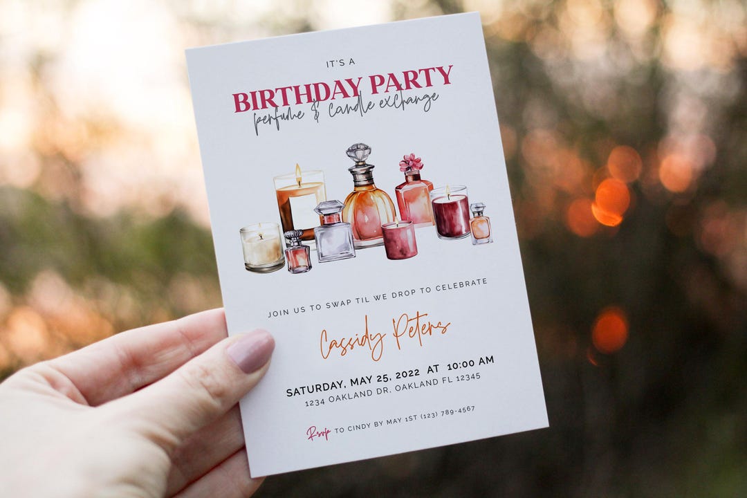 Editable Candle and Perfume Themed Party Invitation Template DIY ...