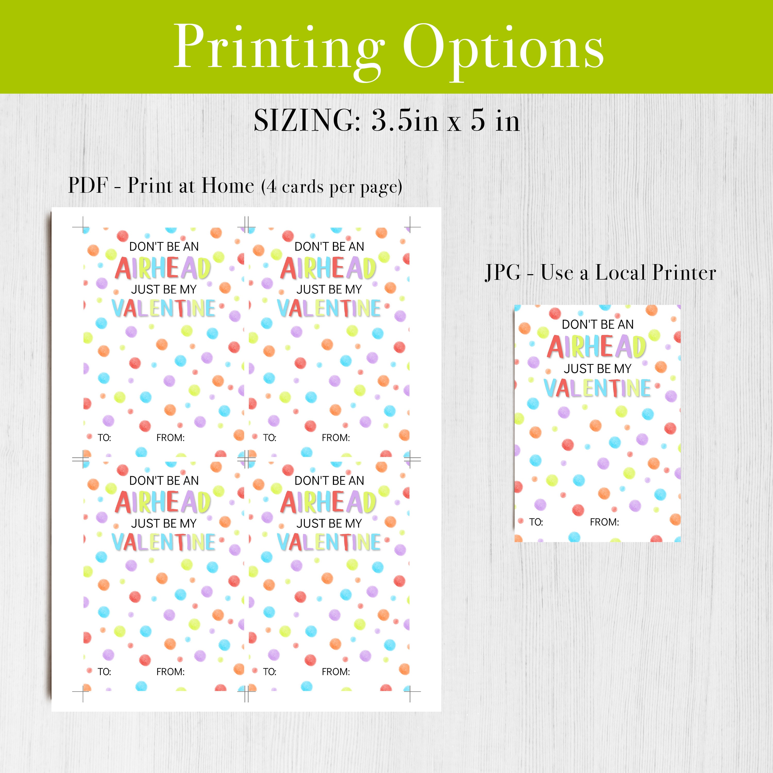 Dont Be an Airhead Vday Card Easy Airhead Candy Printable - Etsy
