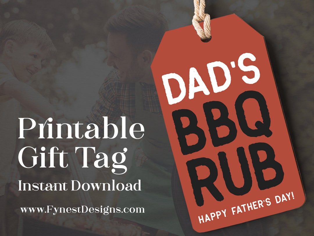 Printable Father’s Day Favor Gift Tag | Dad’s BBQ Rub Gift Printable ...
