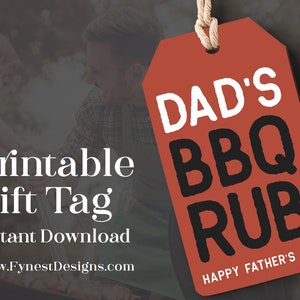 Printable Father’s Day Favor Gift Tag | Dad’s BBQ Rub Gift Printable ...