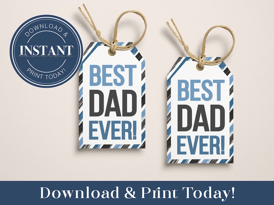 Printable Best Dad Ever Fathers Day Favor Gift Tag - Etsy