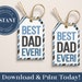 Printable Best Dad Ever Fathers Day Favor Gift Tag Printable Blues ...