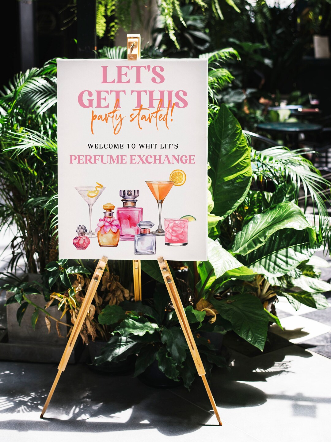 Editable Perfume Swap Welcome Sign Template Watercolor Perfume Bottle ...
