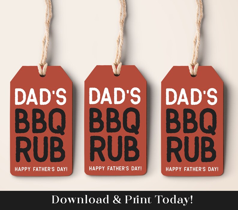 Printable Fathers Day Favor Gift Tag Dads BBQ Rub Gift - Etsy