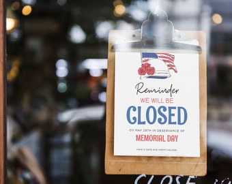 Editable July 4th Closed Sign Template Printable Store Independence ...