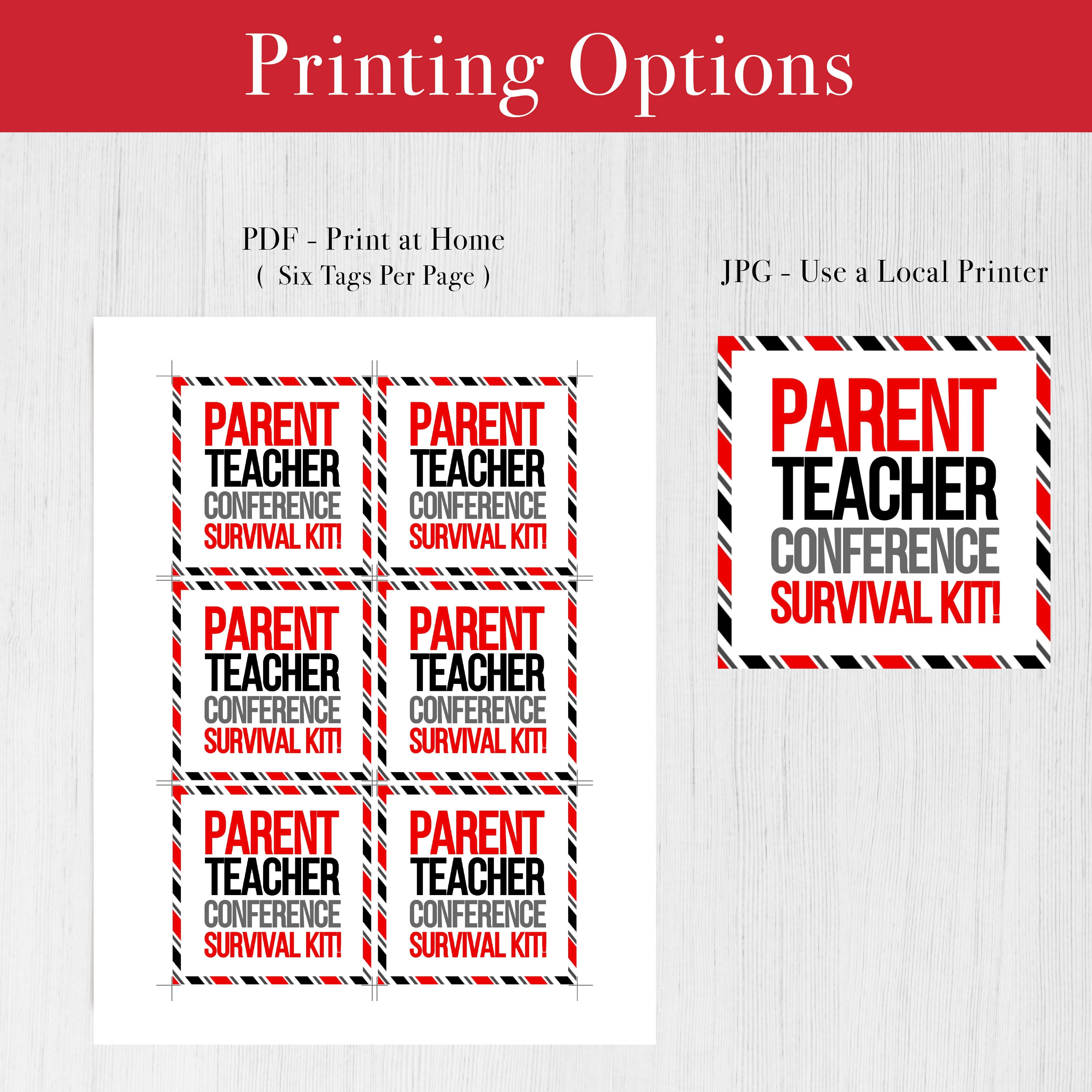 Parent Teacher Conference Survival Kit Square Gift Tags - Etsy