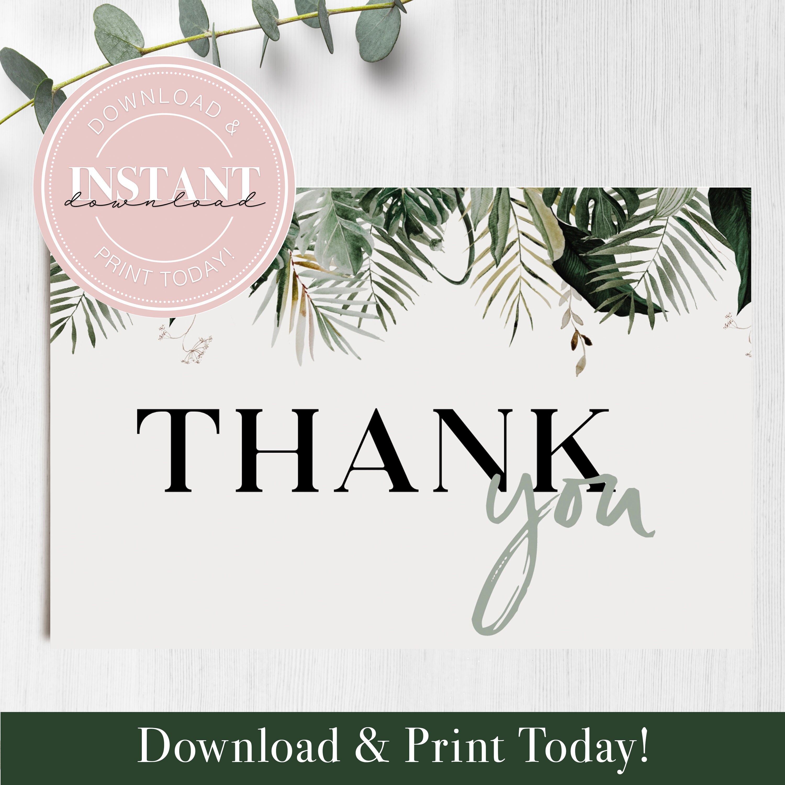 Printable Tropical Thank You Card Bridal Shower Bachelorette Tropic ...