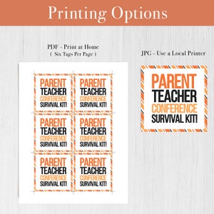 Editable Parent Teacher Conference Survival Kit Square Gift Tags ...
