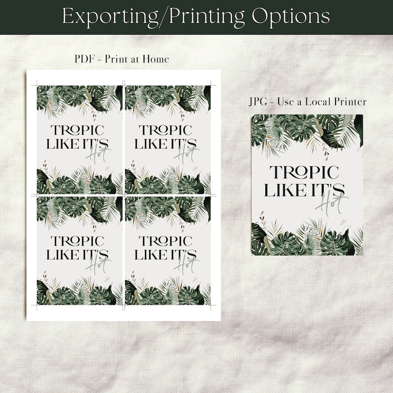 Editable Tropical Wine & Champagne Labels Tropic Like Its Hot Green ...