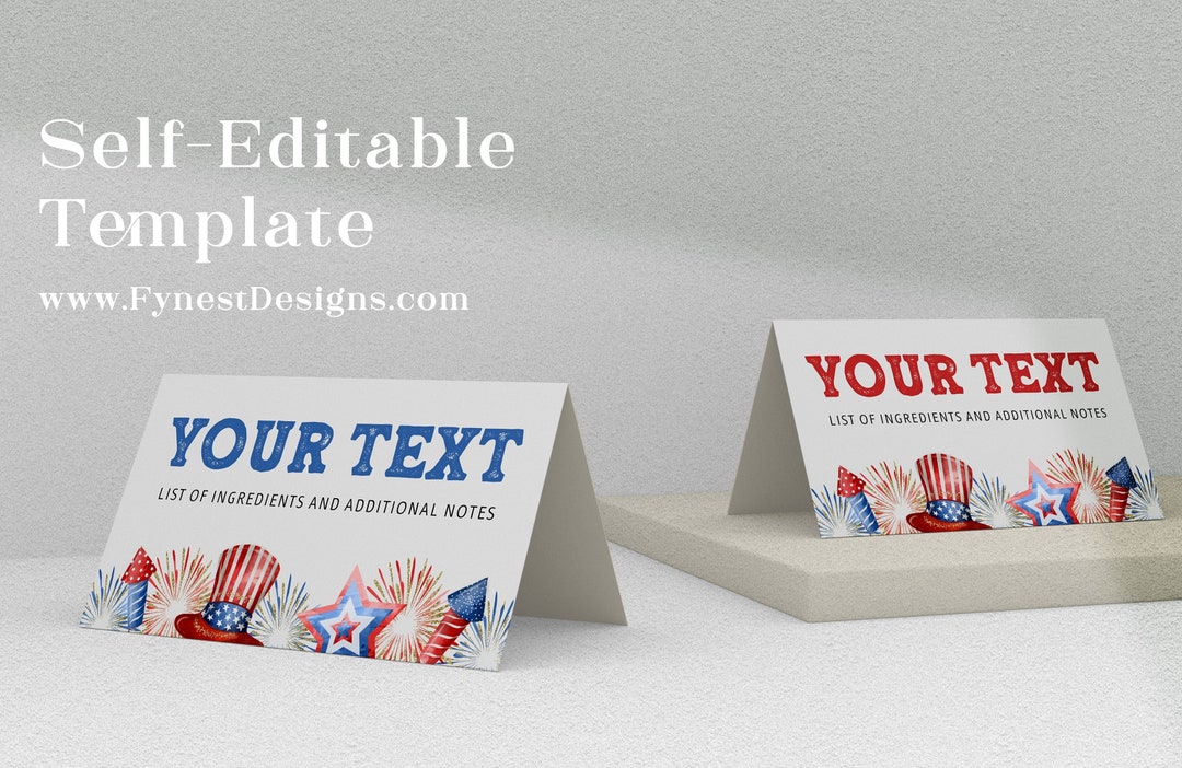 Editable Food Buffet Label July 4th Instant Download | Independence Day ...