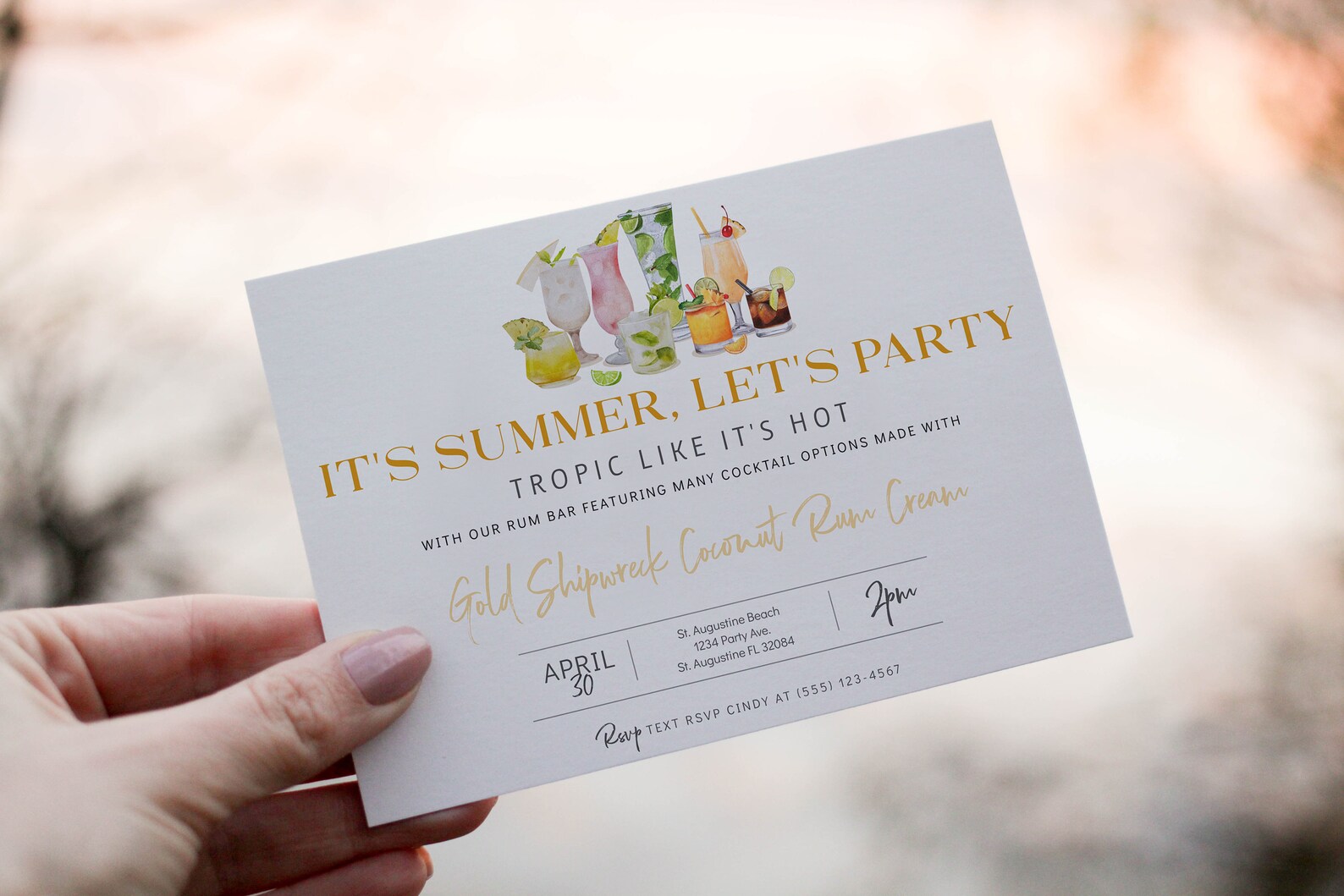 Editable Rum Cocktails Summer Kickoff Invitation | Bridal Shower Brunch ...