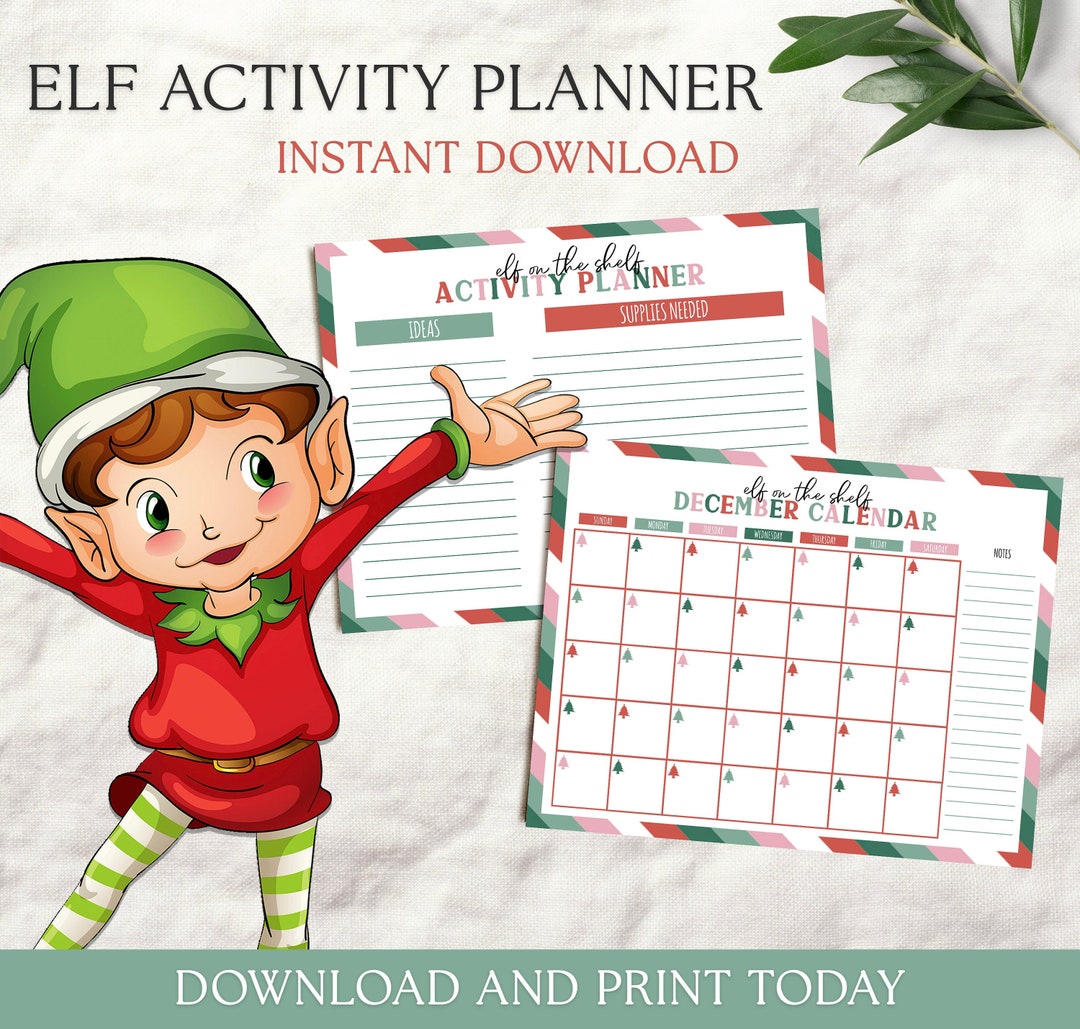 Christmas Elf Activity Planner and December Calendar BUNDLE Printable ...