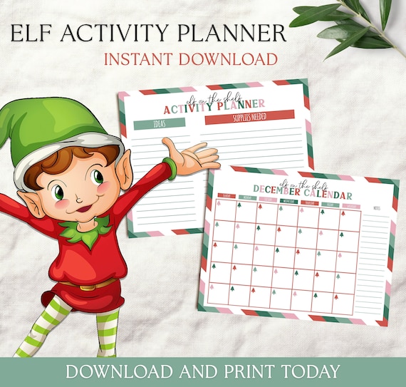 Christmas Elf Activity Planner and December Calendar BUNDLE - Etsy