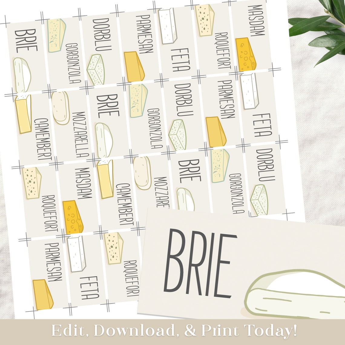 Editable Cheese Food Label Watercolor Cheese Self Edit - Etsy