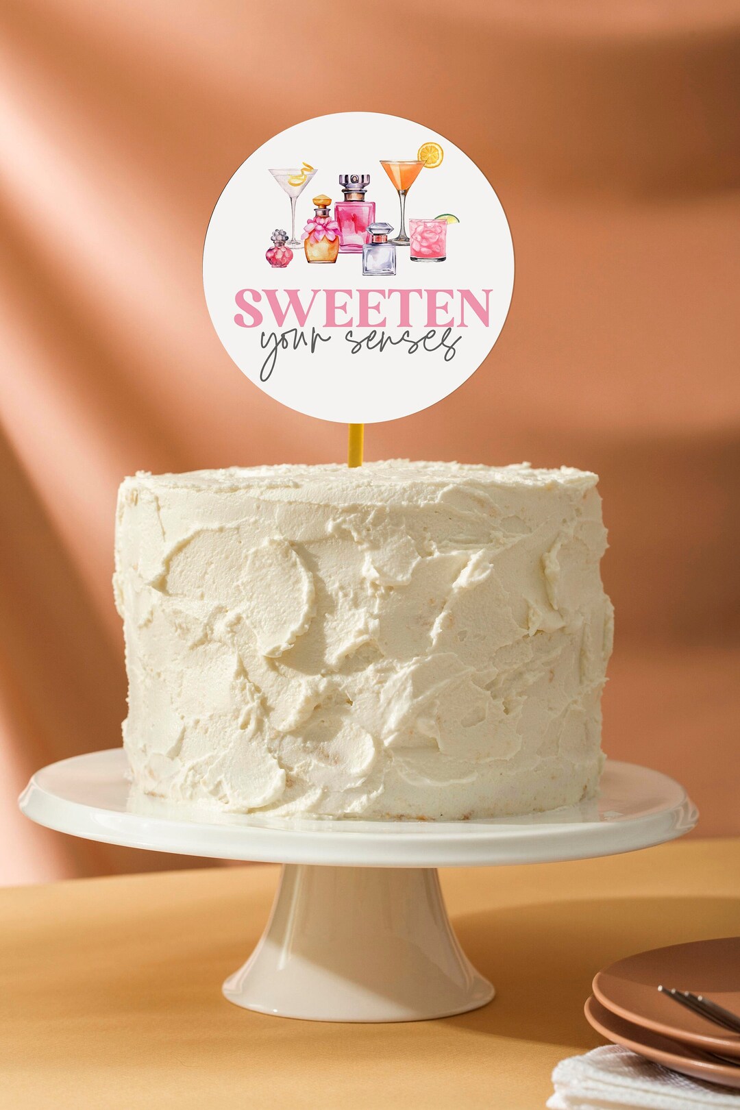 Editable Perfume Cake Topper Template Martini Fragrance Themed Party ...