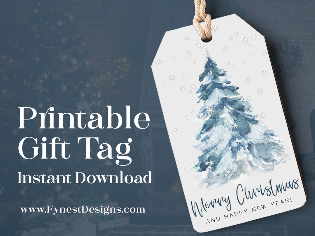 Christmas Printable Gift Tags | Blue Grey White Christmas Instant ...