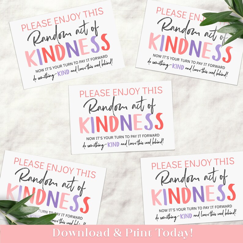 Random Act of Kindness Valentines Day Printable Card Instant - Etsy