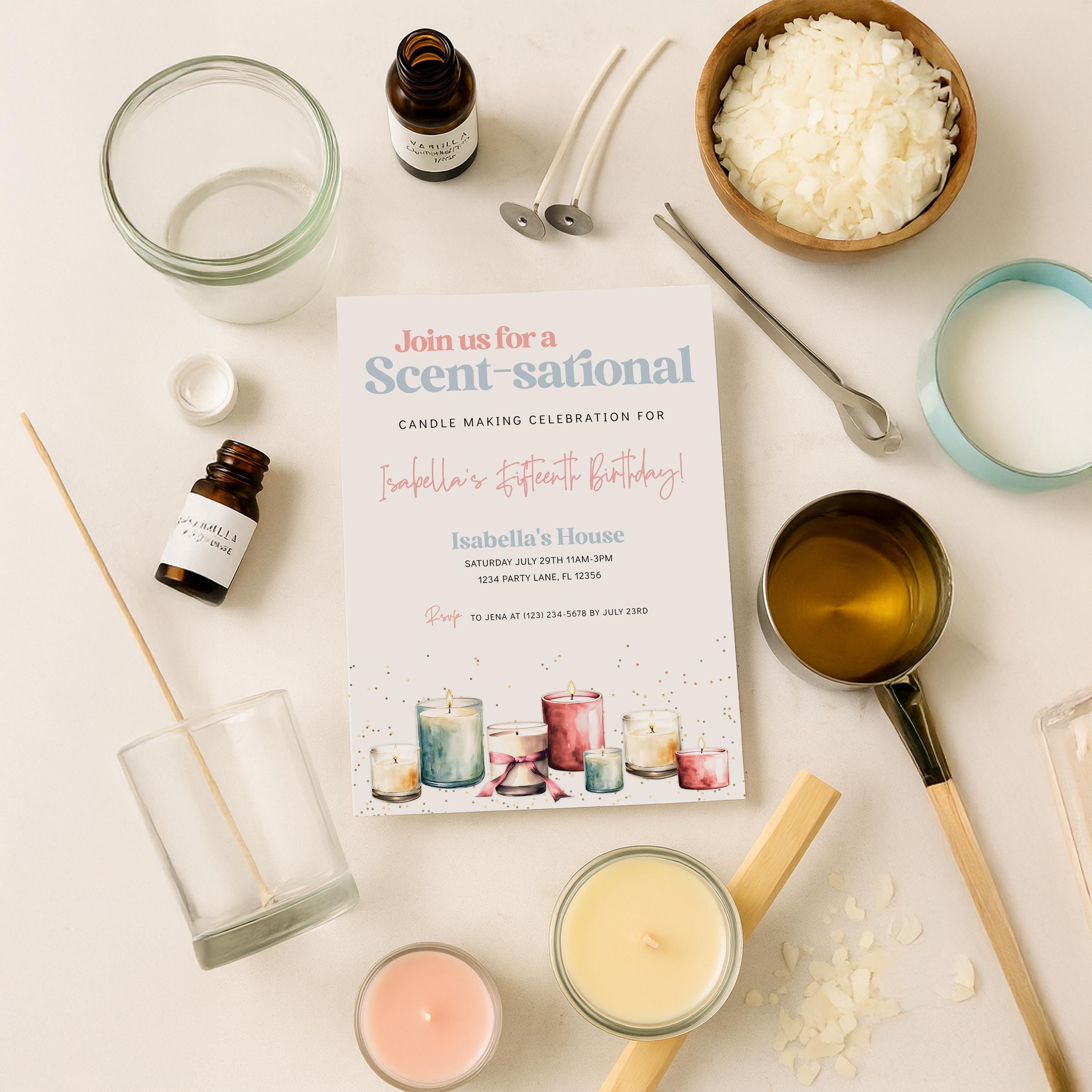 Editable Candle Making Birthday Party Invitation | DIY Handmade Scented ...