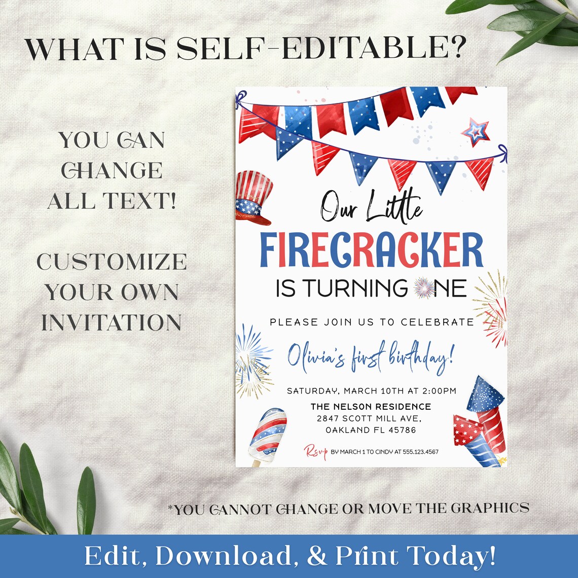 Editable Our Little Firecracker is Turning One July 4th - Etsy