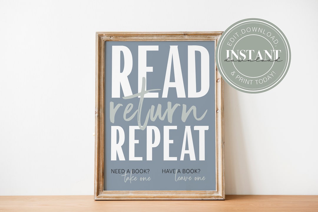 Editable Home Free Library Sign | Read Return Repeat Rental Home ...