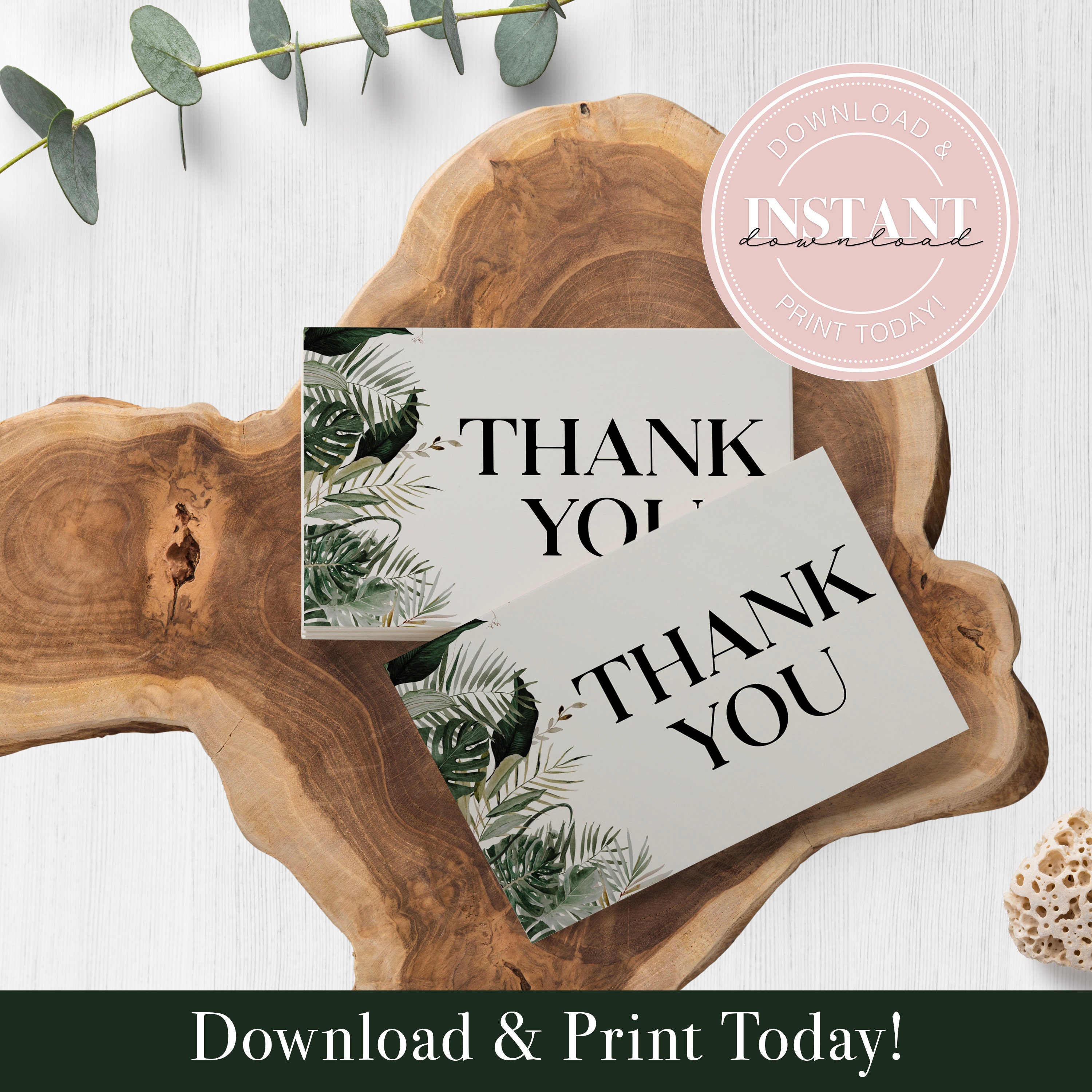 Printable Tropical Thank You Card Bachelorette Bridal Shower Tropic ...