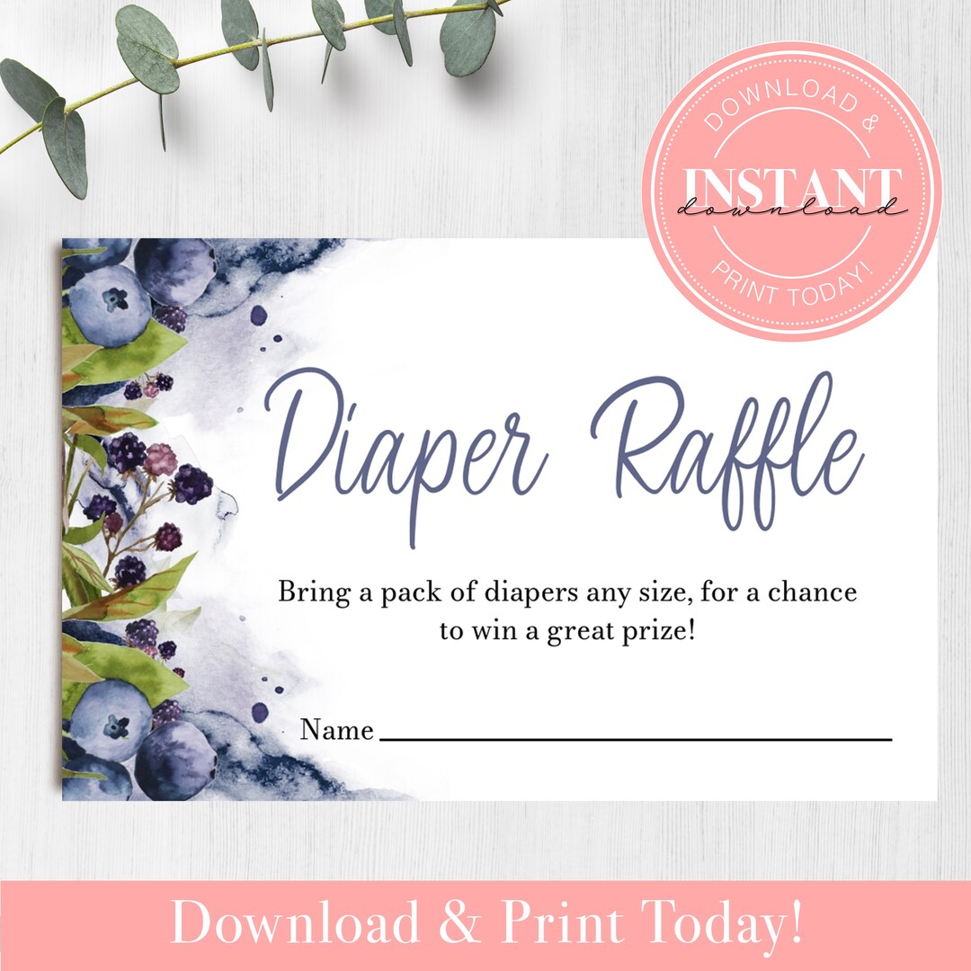 Berry Blueberry Diaper Raffle Card | A Berry Sweet Baby is on the Way ...