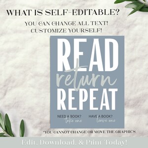 Editable Home Free Library Sign | Read Return Repeat Rental Home ...