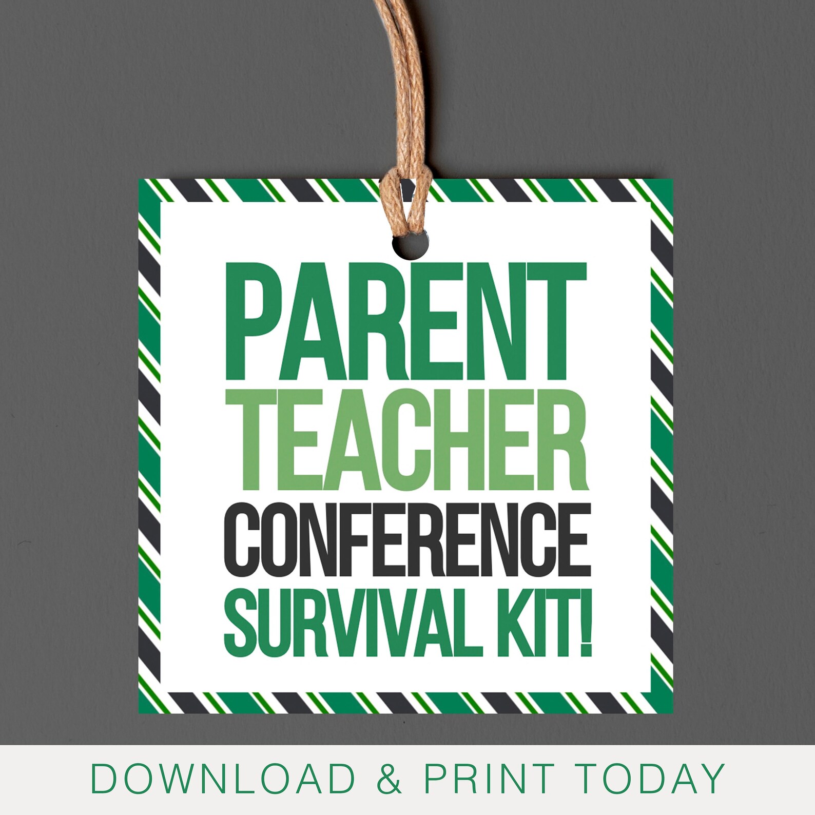 Parent Teacher Conference Survival Kit Square Gift Tags | Etsy