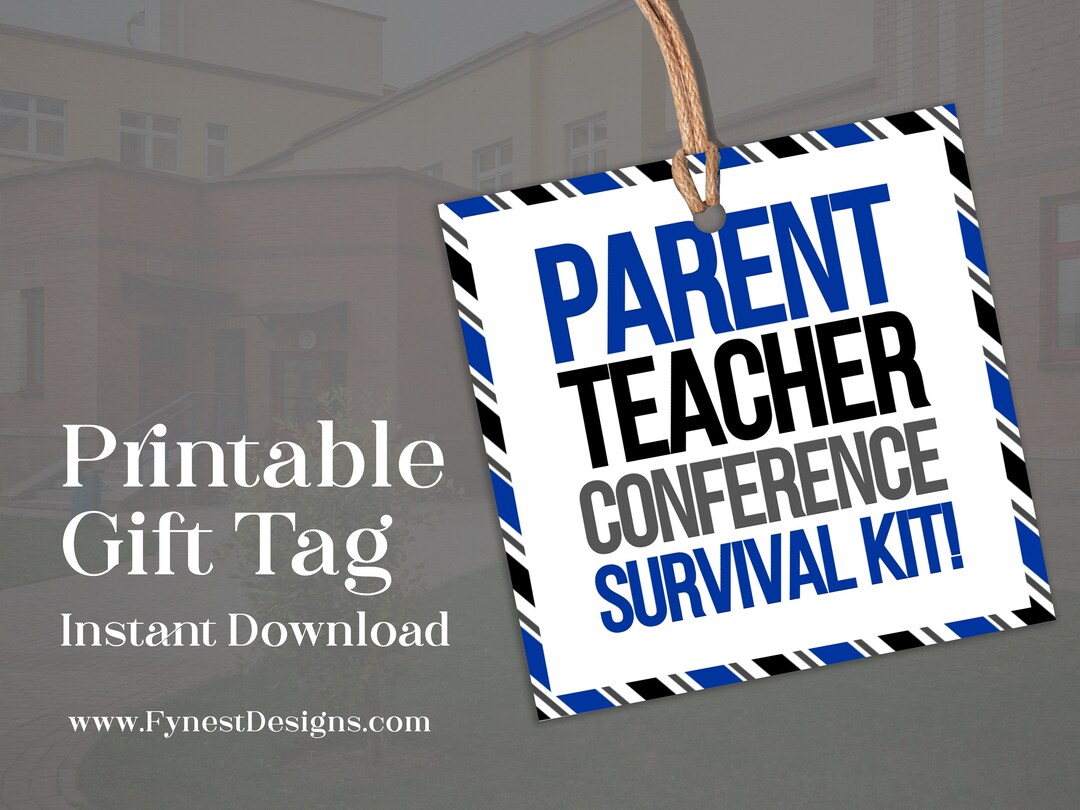 Parent Teacher Conference Survival Kit Square Gift Tags Navy - Etsy