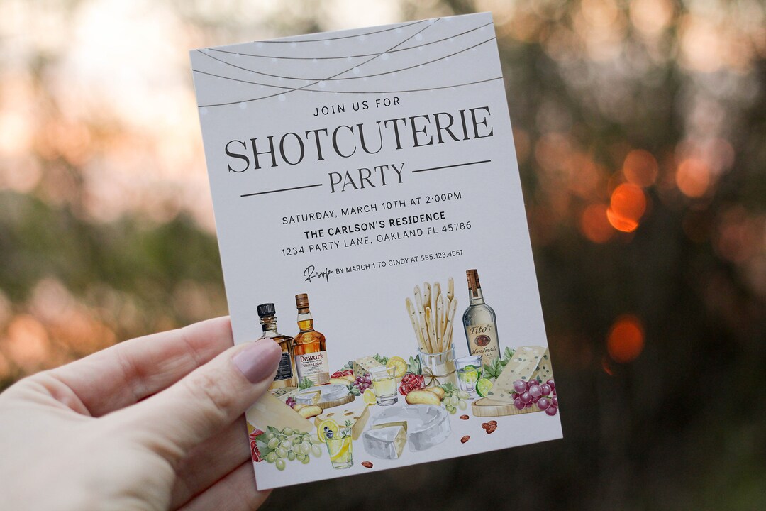 Editable Shotcuturie Invitation Template Happy Hour Tasting Charcuterie ...