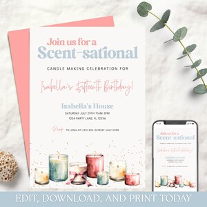 Editable Candle Making Birthday Party Invitation | DIY Handmade Scented ...