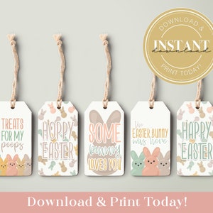 Printable Easter Basket Gift Tags | Boho Set of 5 Bundle Easter Favor ...