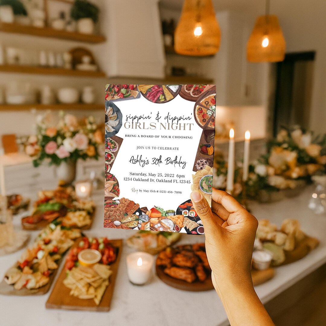 Editable Charcuterie Board Night Party DIY Board BYOB Bridal Shower ...