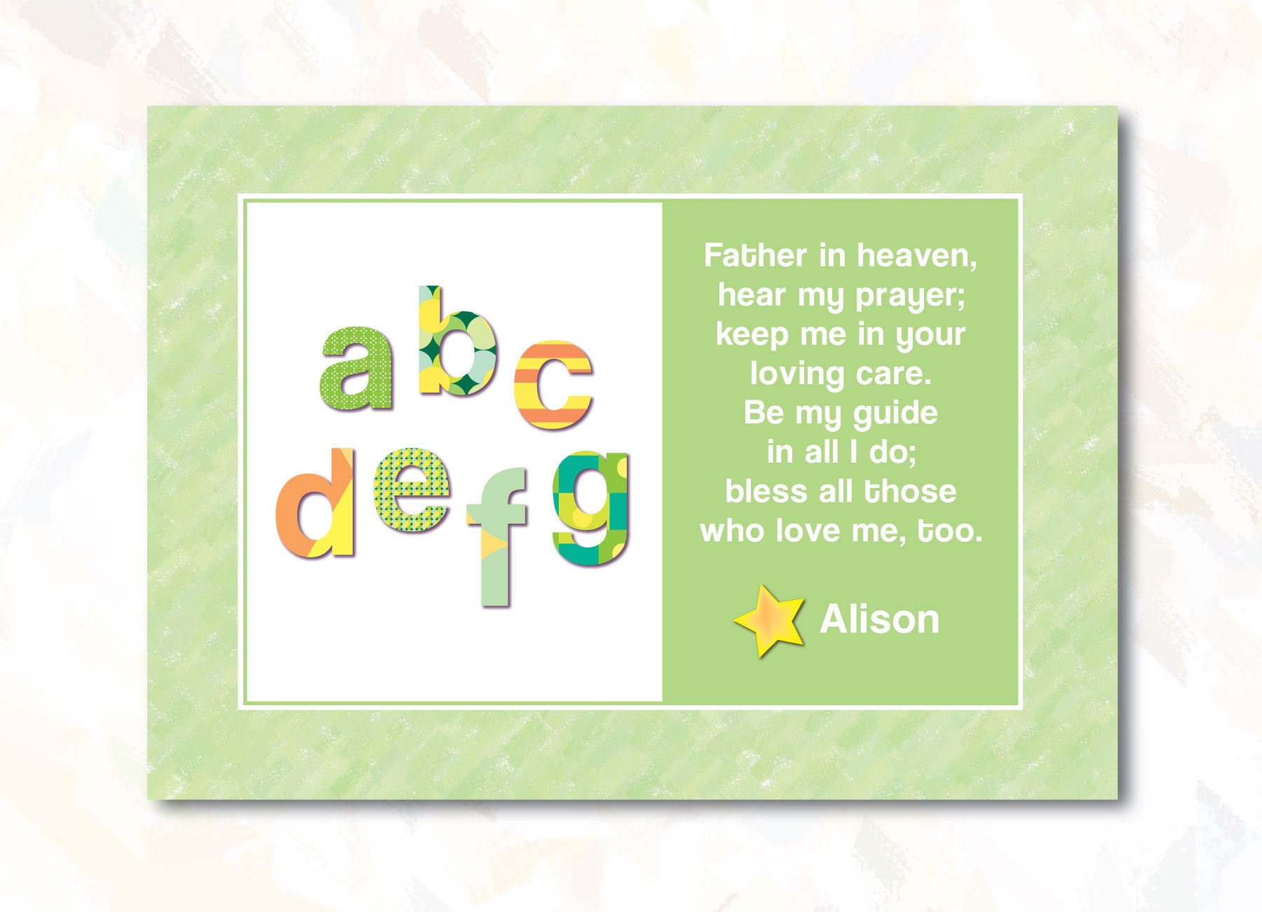 Bedtime Prayer Art Print, Hear My Prayer, Nursery Wall Decor, Child's ...