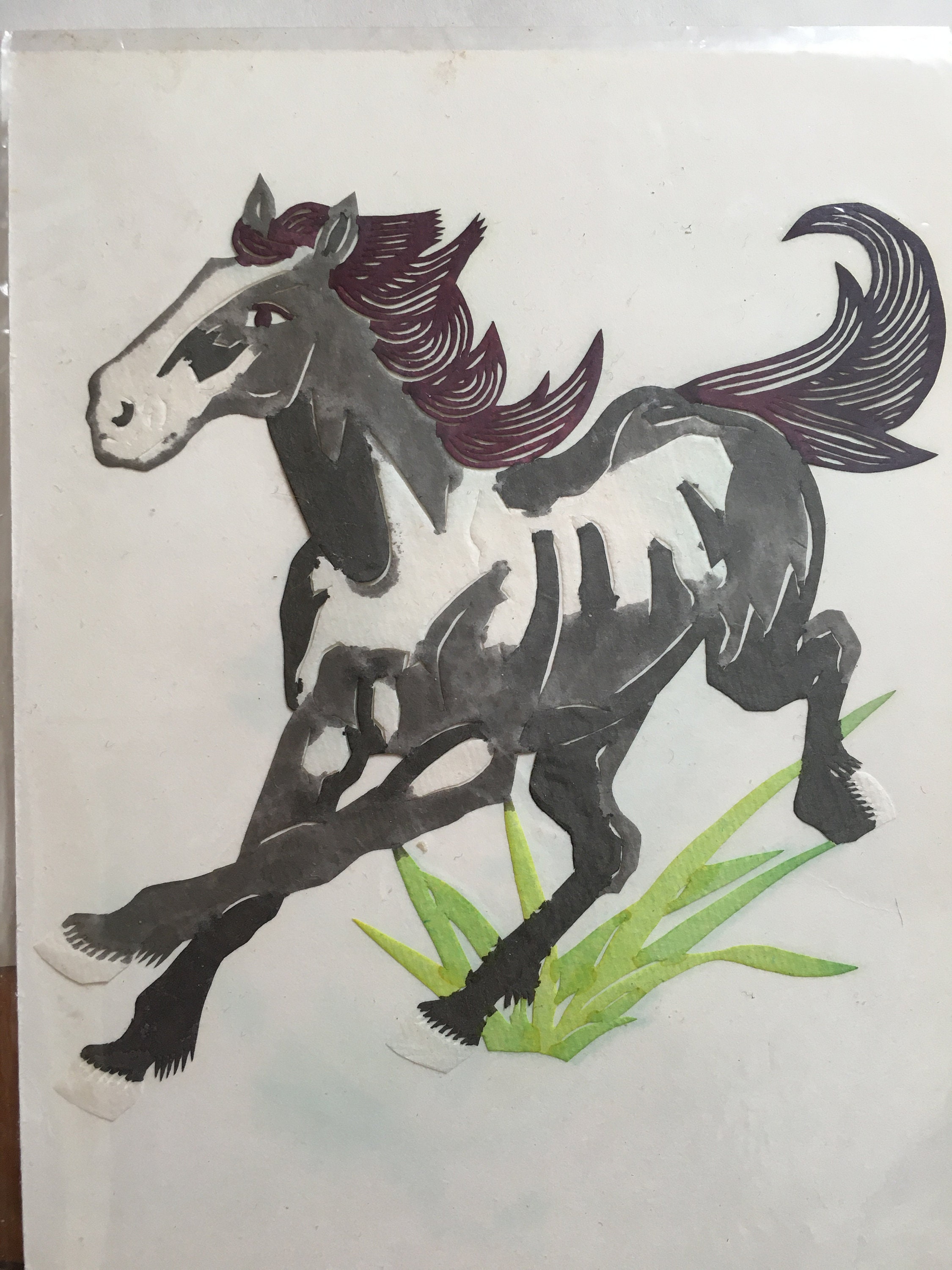 4 Small Vintage Chinese Paper Cuttings, Horses, Folk Art - Etsy